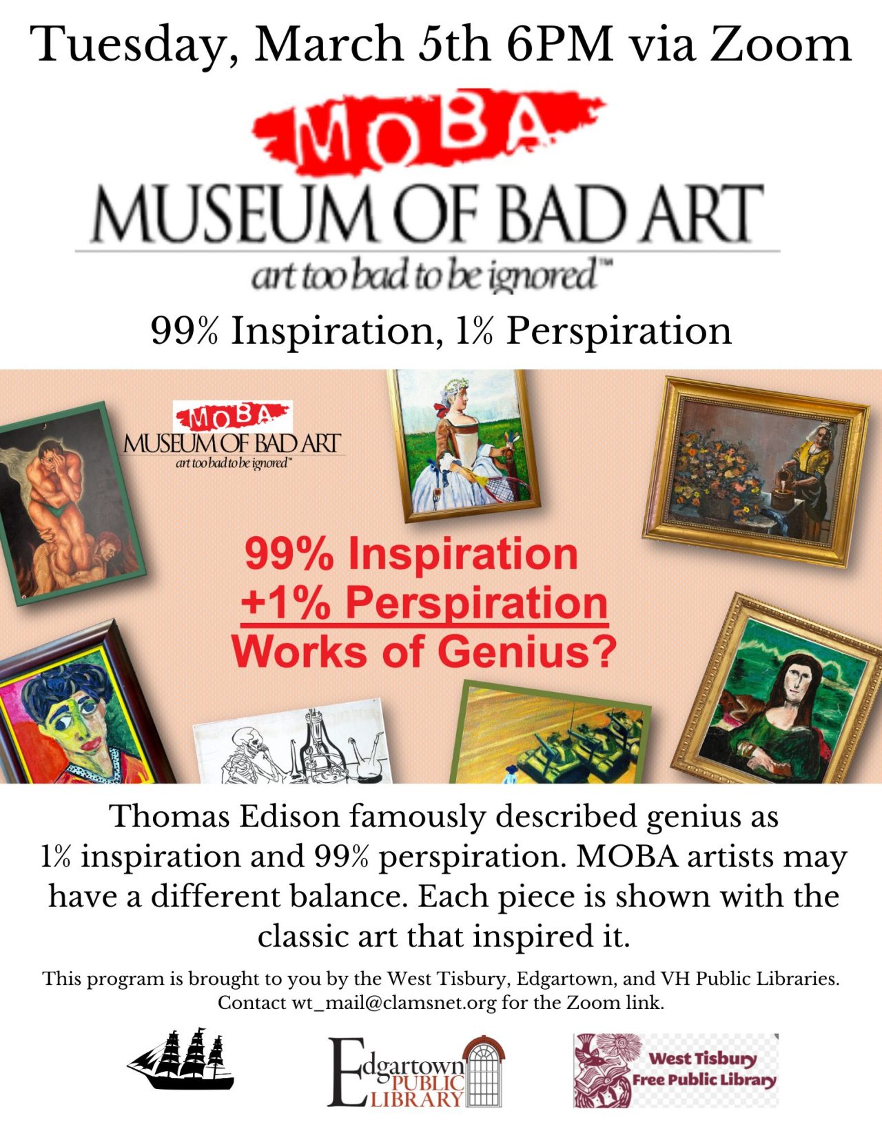 Virtual Event: Museum of Bad Art Presentation | West Tisbury Public Library